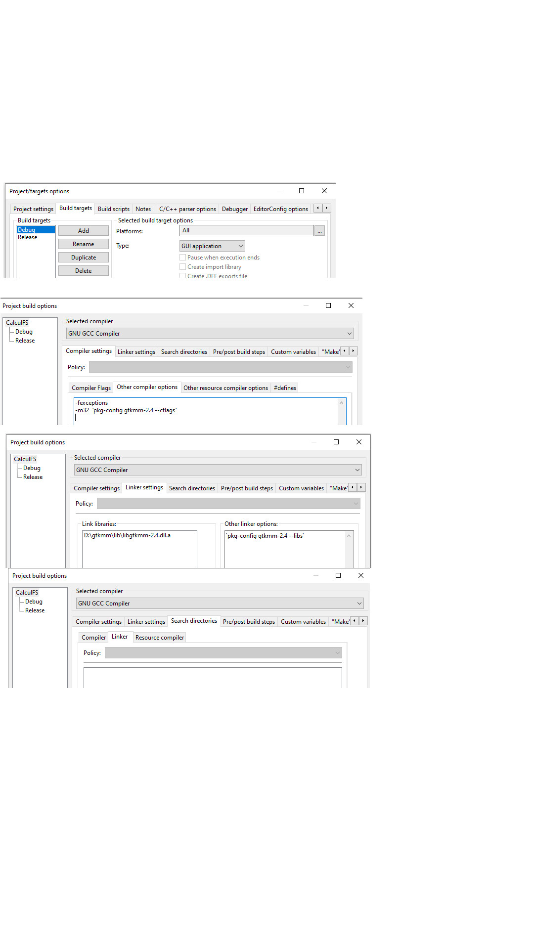 GTkmm 2.4 et Code:Blocs sous Windows 10 - Compilation: cannot find par ...