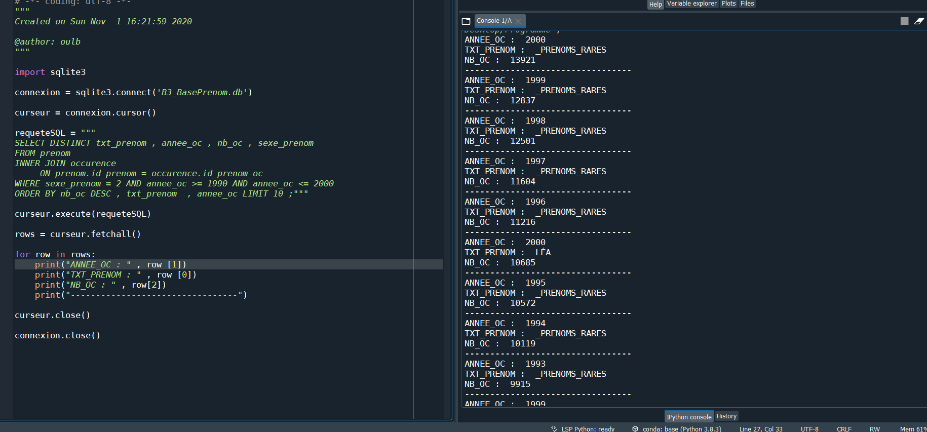 Probleme affichage SQL par High-Tech&CO - page 1 - OpenClassrooms