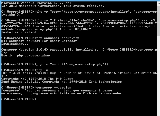 Instalation de composer de Symfony. par Frédouze - page 1 - OpenClassrooms