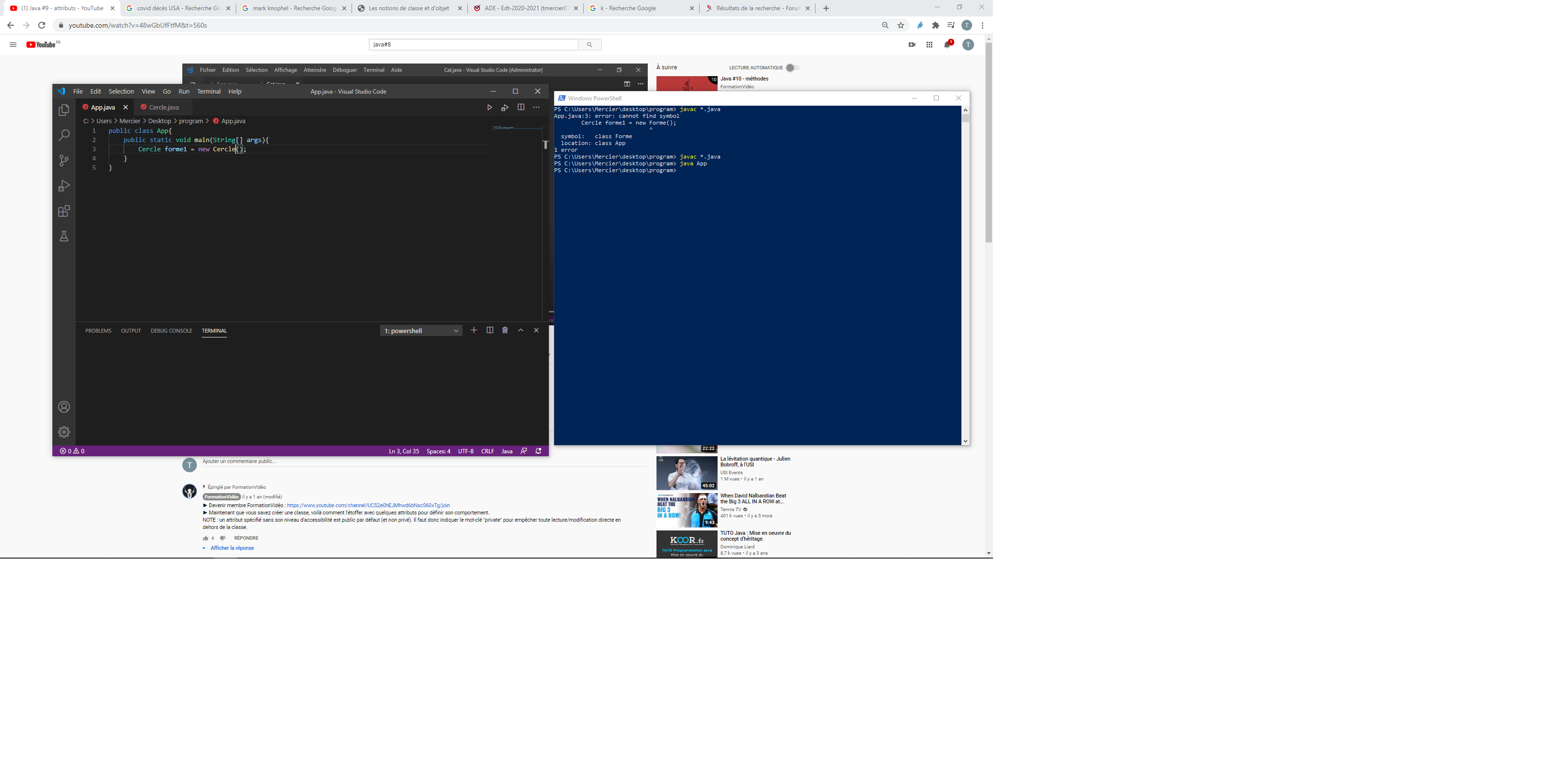 Problème affichage console par ThéoMercier3 - page 1 - OpenClassrooms