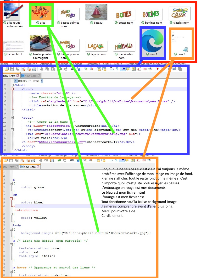 [Résolu] balise : background-image: url( ) ; dans CSS - Je reviens avec ...