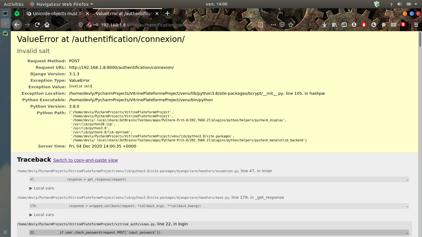 Unicode-objects must be encoded before checking - package bcrypt dans ...