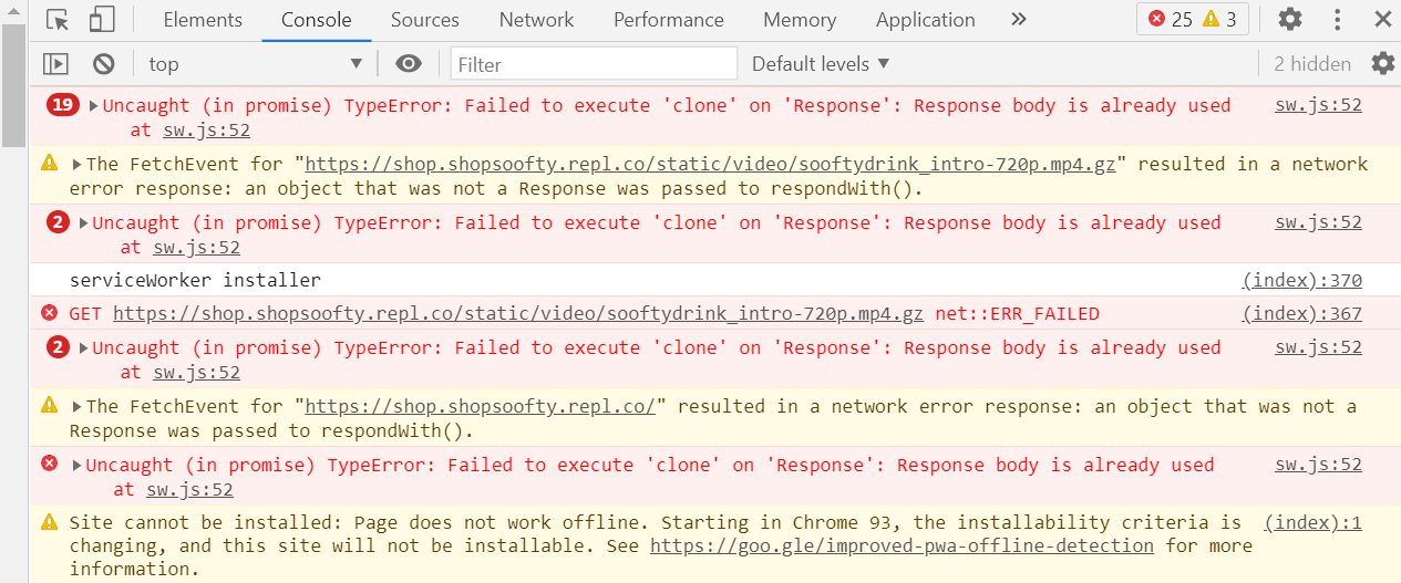 Uncaught (in promise) TypeError: Failed to execute par ...