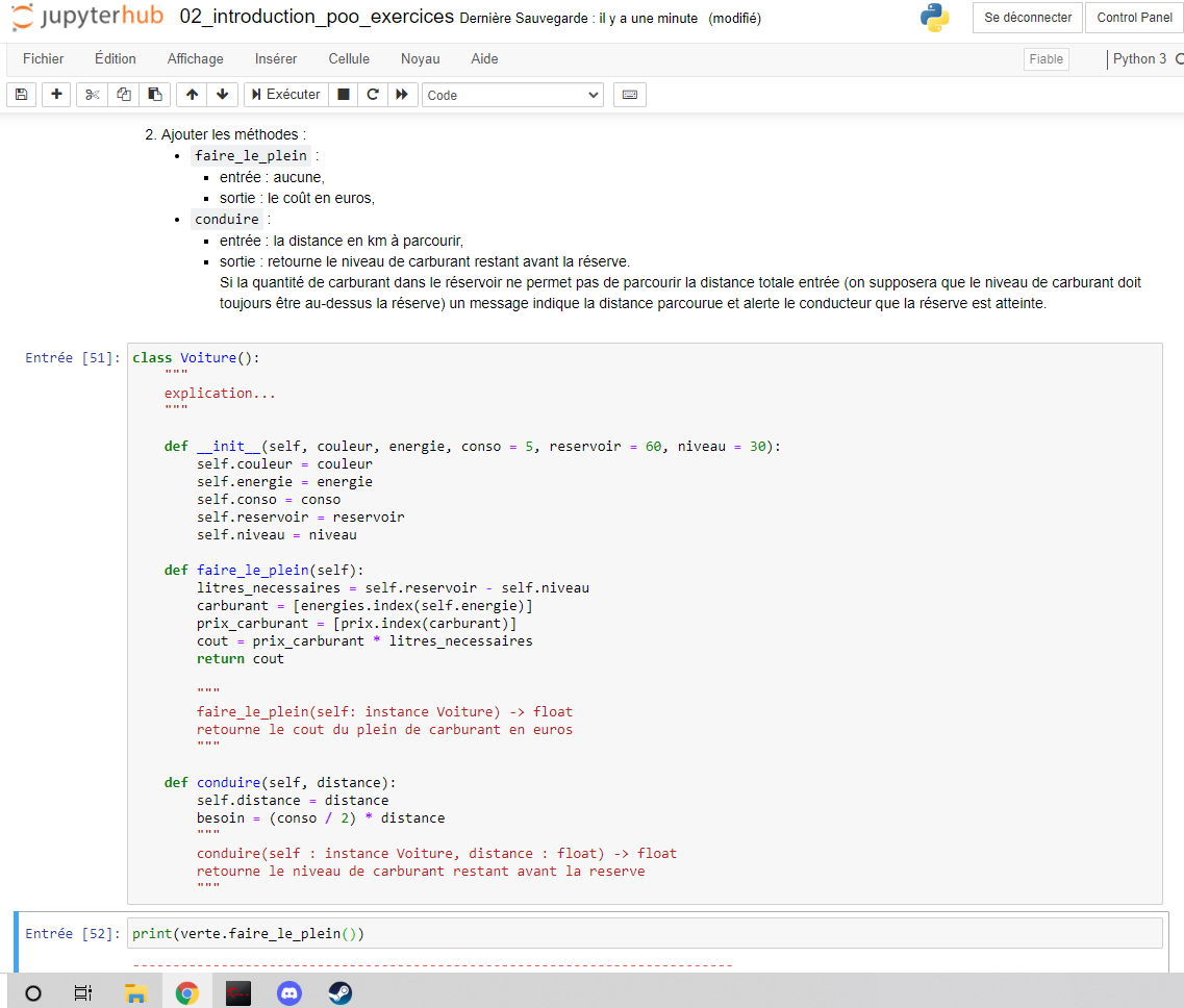 classe python - méthode avec une classe par InesMk2 - page 1 ...