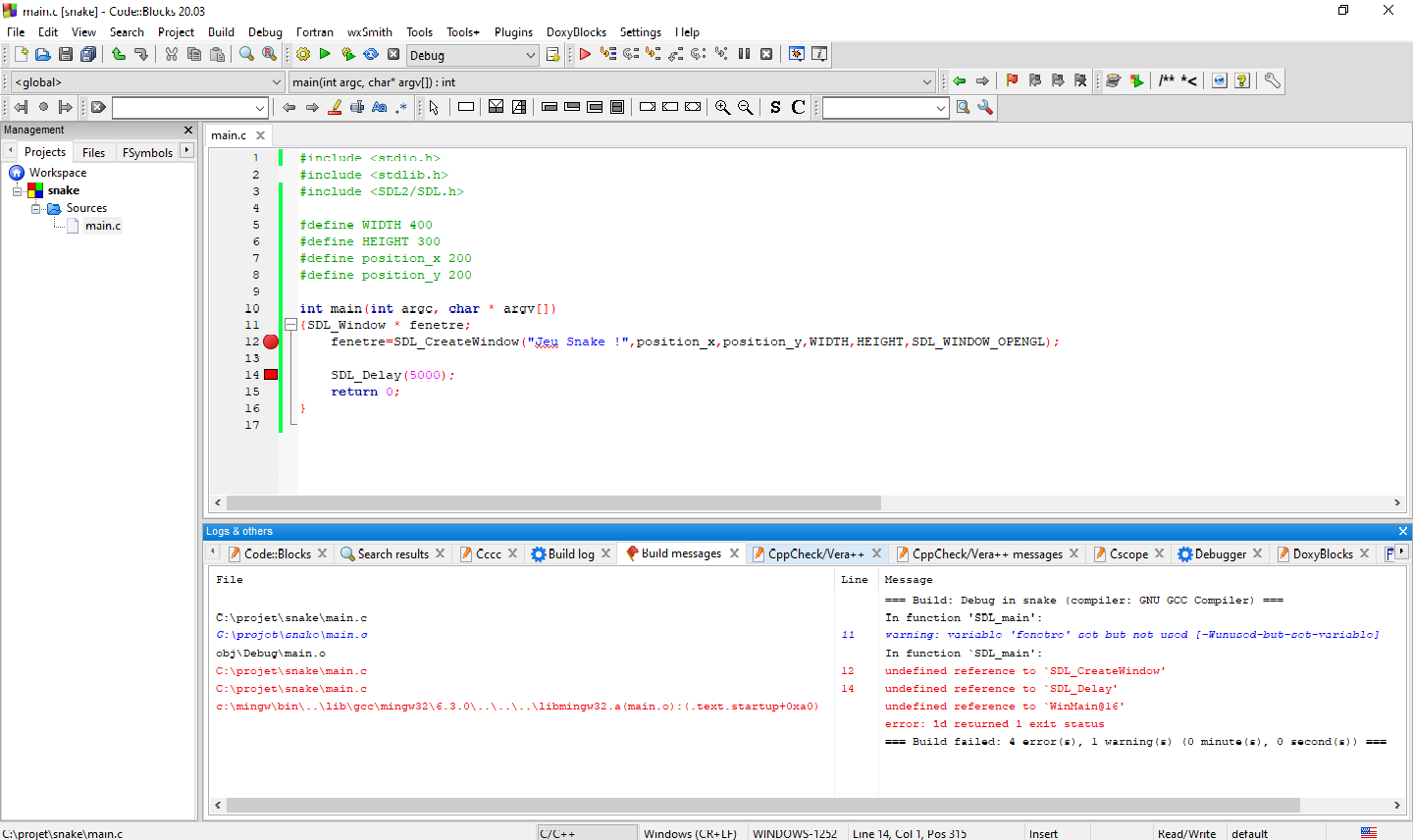 Probleme SDL2 Code::blocks par Alphago - page 1 - OpenClassrooms