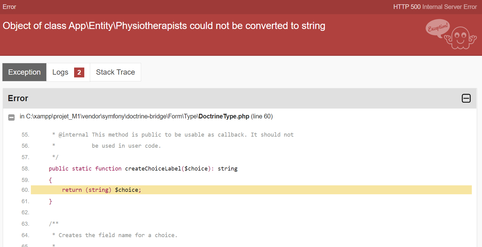 [Résolu] Problème de CRUD, page "new" - Object of class App\Entity\ could not be converted to ...