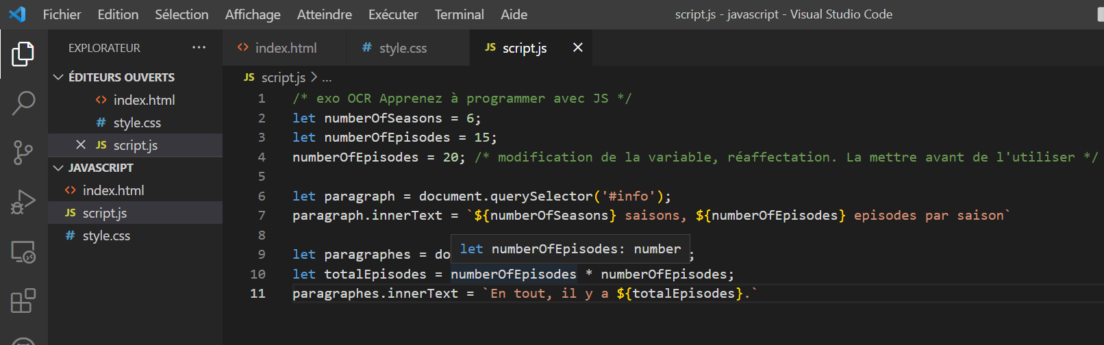 cours Apprenez à programmer avec JS - problème avec JS dans VSC par MarlèneRouzier - page 1 ...