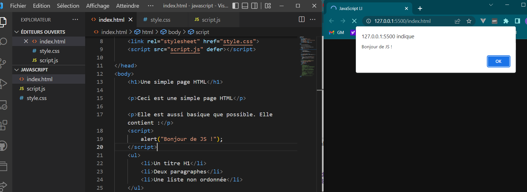 cours Apprenez à programmer avec JS - problème avec JS dans VSC par MarlèneRouzier - page 1 ...
