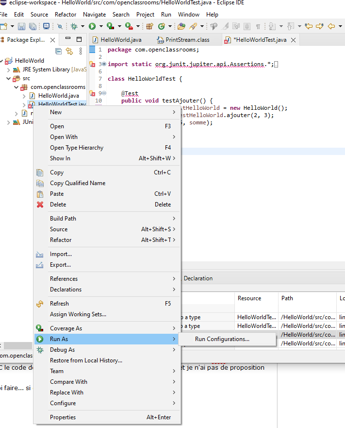 Exécution du test JUnit - Installez votre environnement de ...