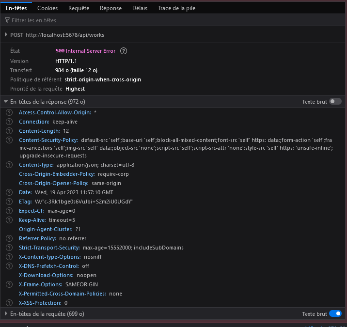 Erreur 500 quand j'envoie un FormData - Projet 3 [Formation - Dev Web] par AntoineDewas2 - page ...